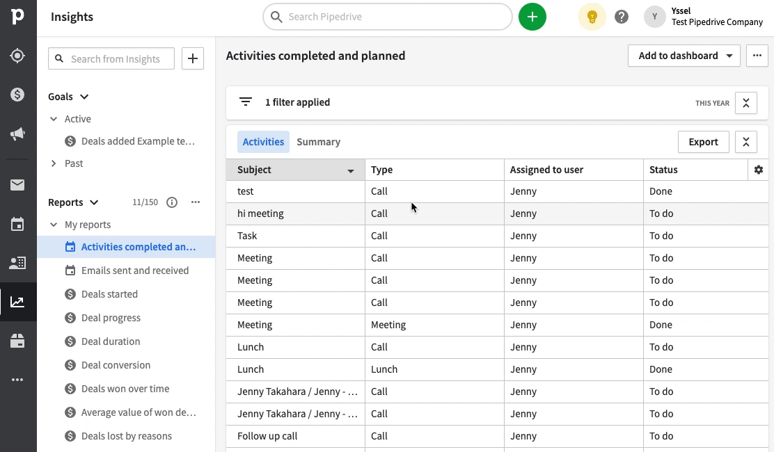 Exporting data from Insights - Knowledge Base | Pipedrive